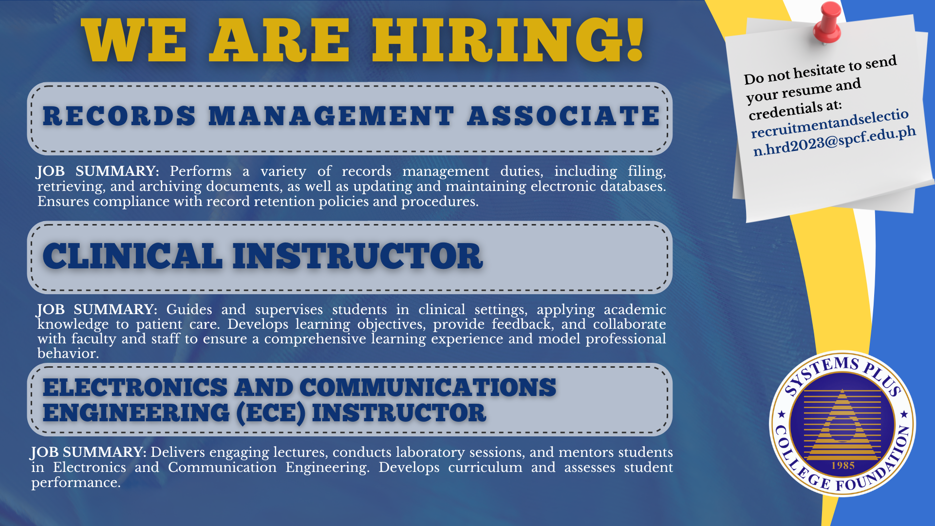 Announcement | Systems Plus College Foundation